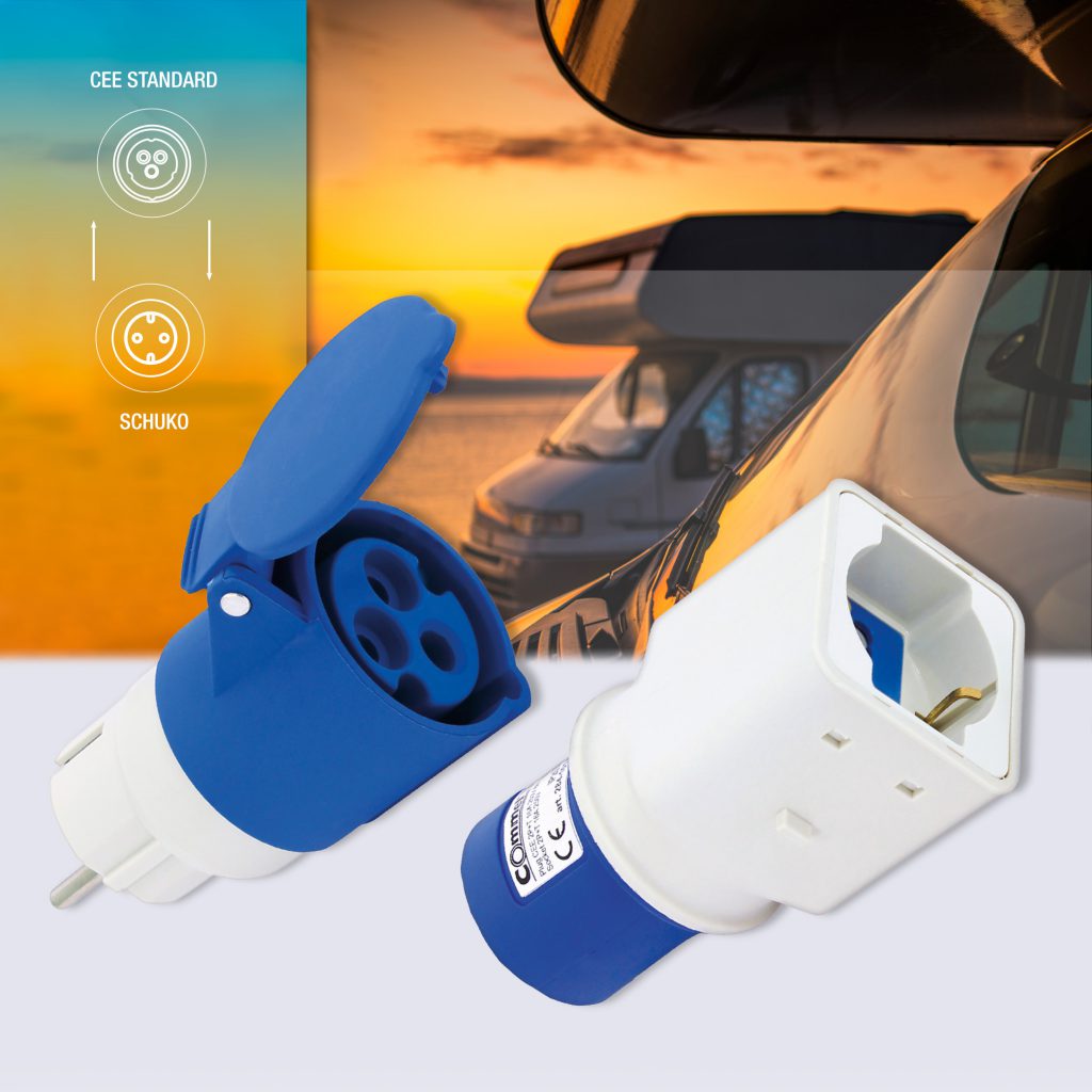 Plug adapter for converting CEE/Schuko+Ita.stand. and Schuko/CEE stand ...